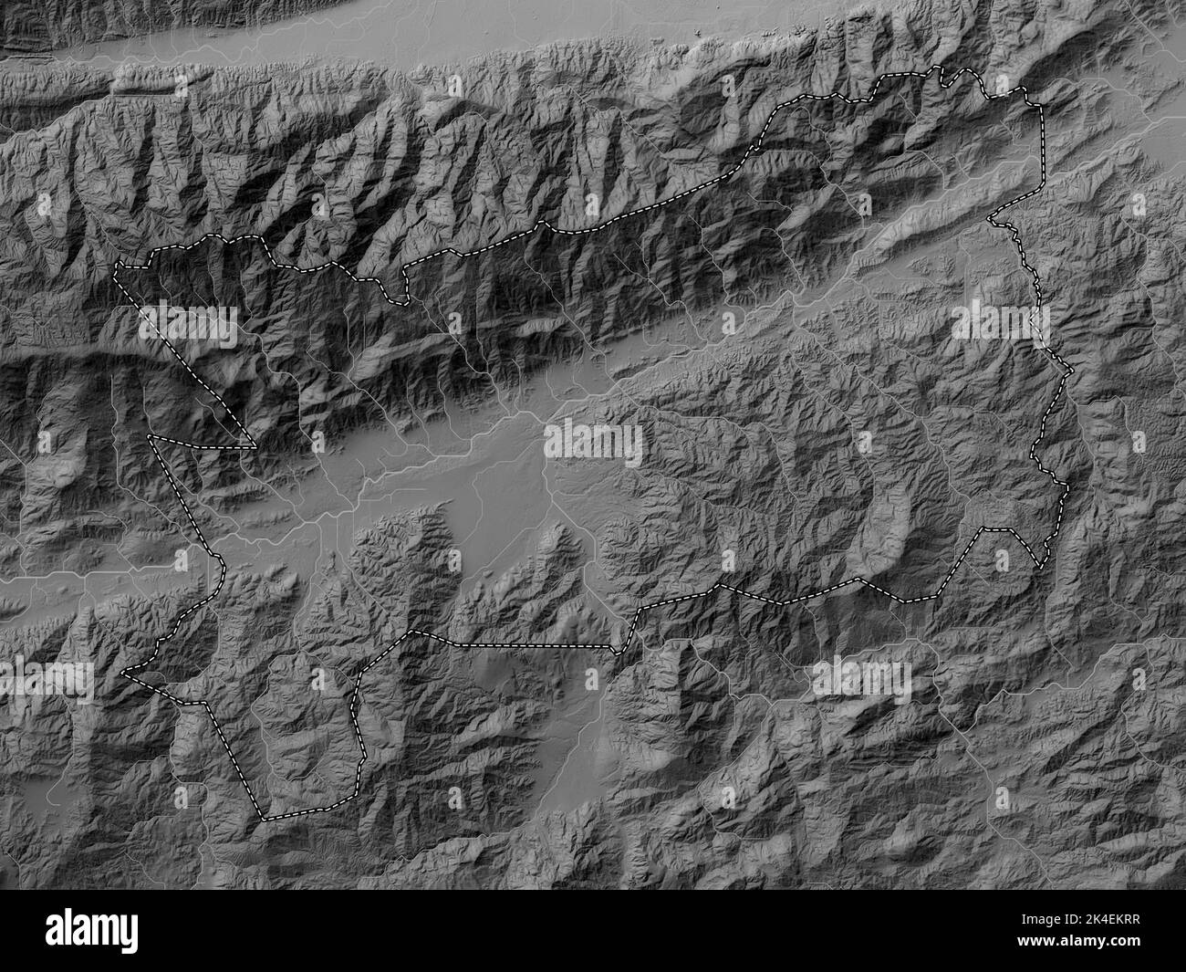 Zacapa, department of Guatemala. Grayscale elevation map with lakes and ...