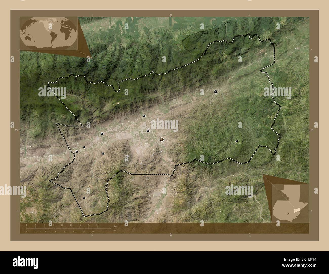 Zacapa, department of Guatemala. Low resolution satellite map ...