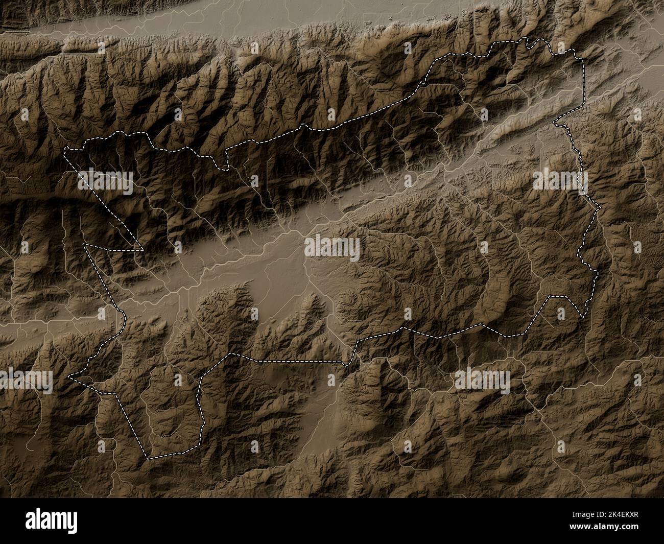 Zacapa, department of Guatemala. Elevation map colored in sepia tones ...