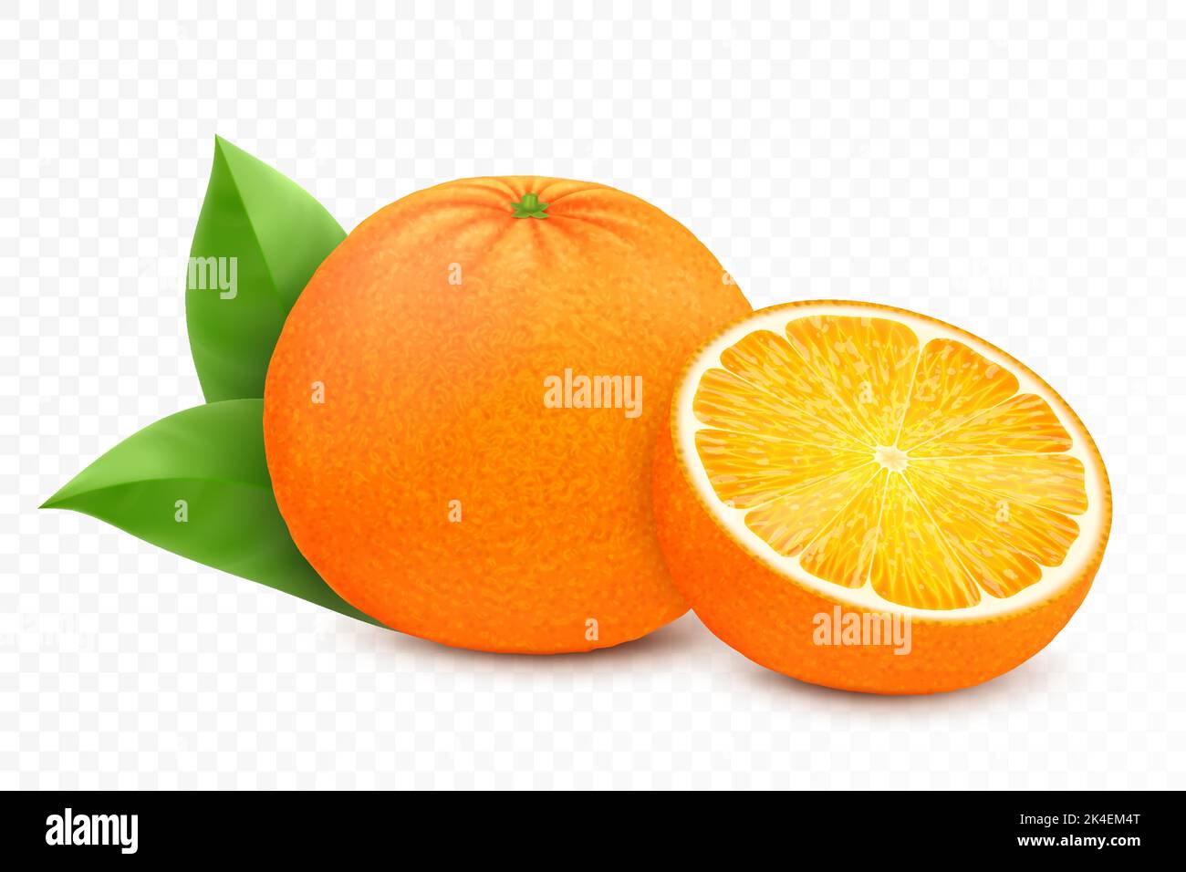 Whole and cut oranges fruits with leafs isolated on white background ...