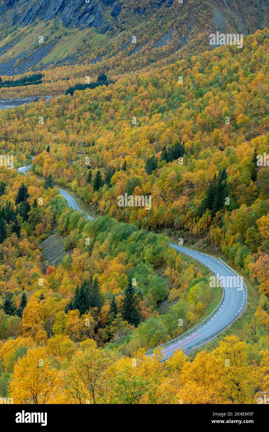 Aerial View Of Winding Road Through Mountain - stock photo Stock Photo ...