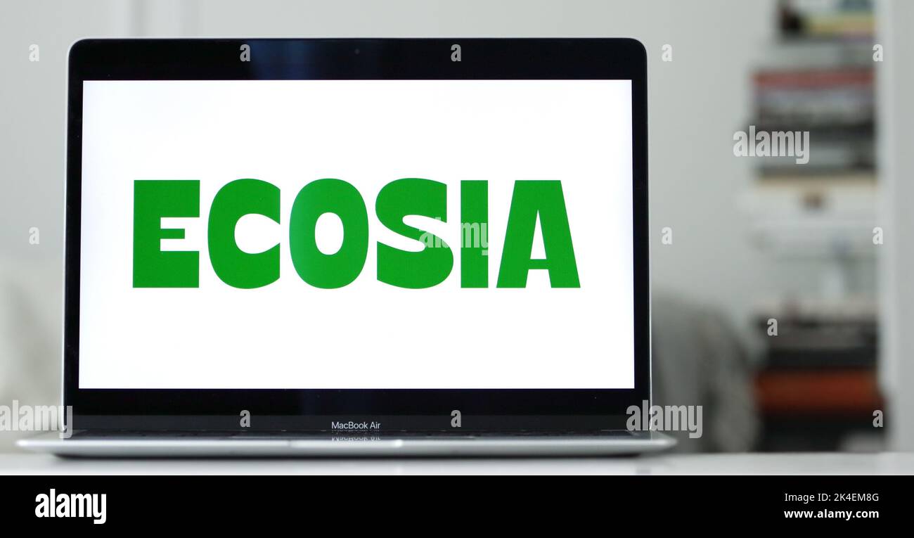 The logo of Ecosia, a German eco-friendly search engine company, is ...