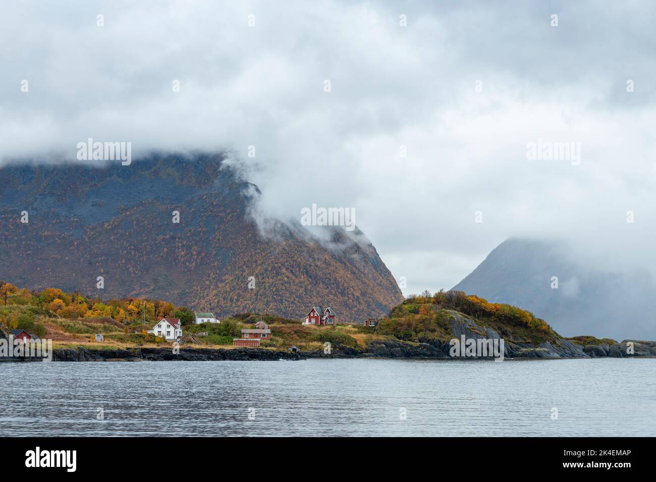 Remote houses at rocky coast, Senja Island, Norway Stock Photo - Alamy