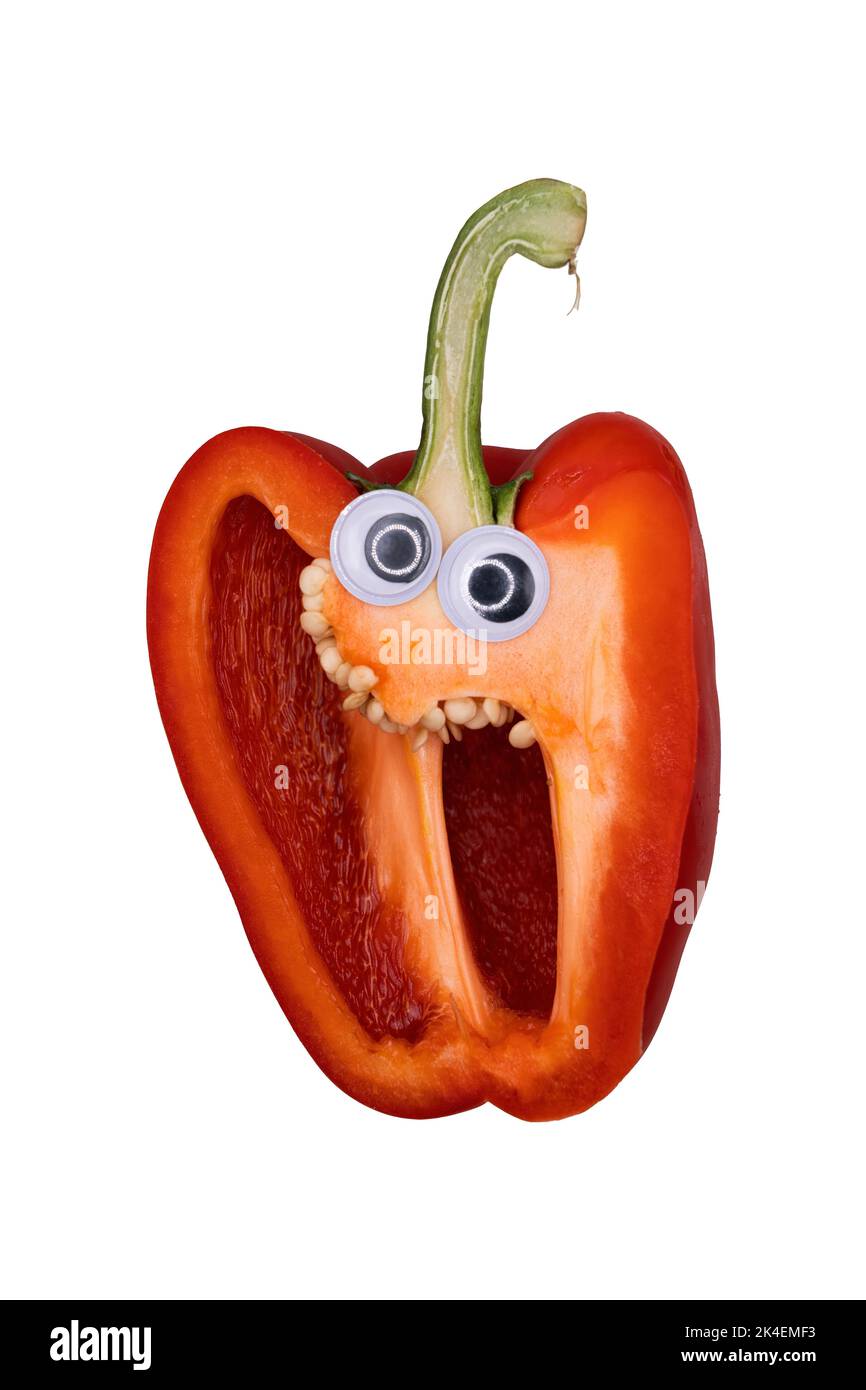 Spooky Halloween Pepper Faces with Googly Eyes Stock Photo - Alamy