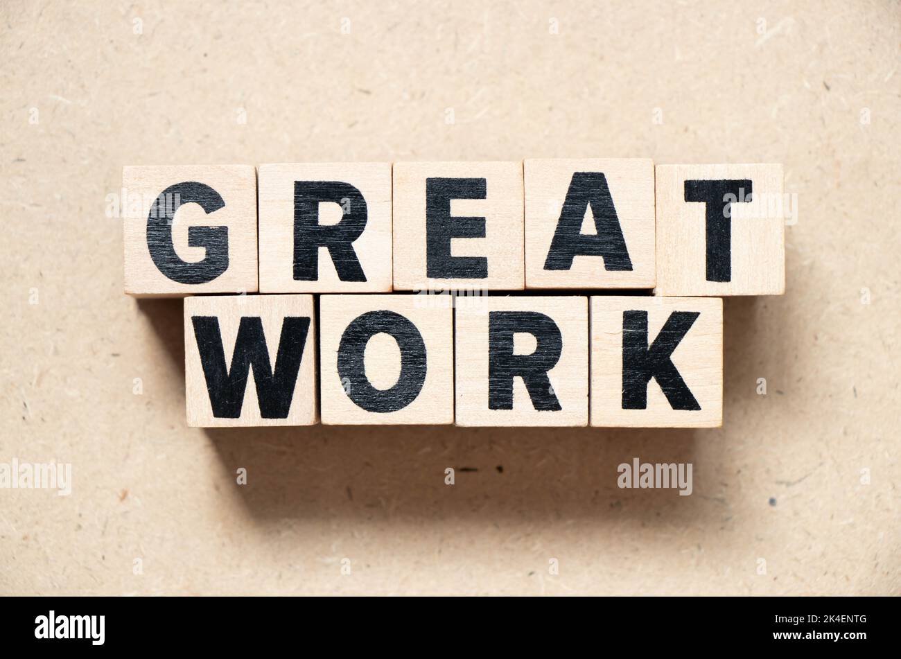 Alphabet letter block in word great work on wood background Stock Photo ...