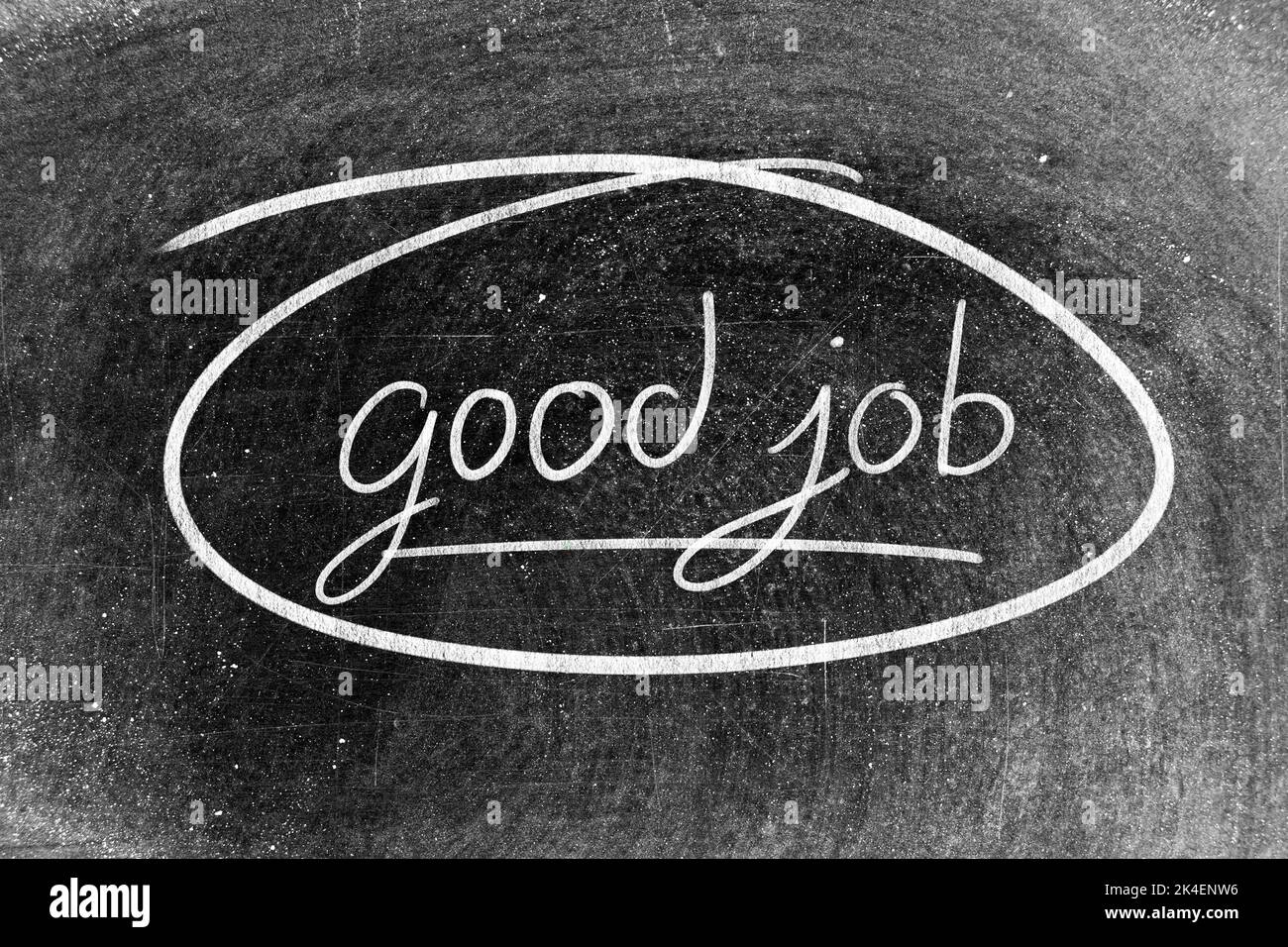 White chalk hand writing in word good job on blackboard background ...
