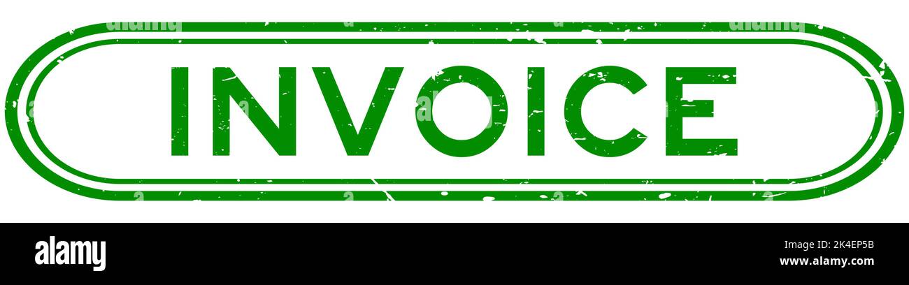 Grunge green invoice word rubber seal stamp on white background Stock ...