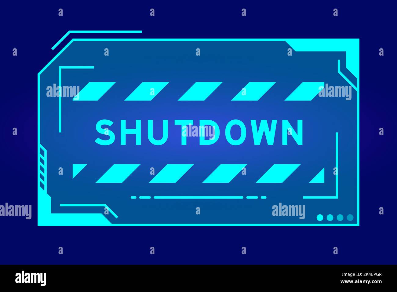 Futuristic hud banner that have word shutdown on user interface screen ...