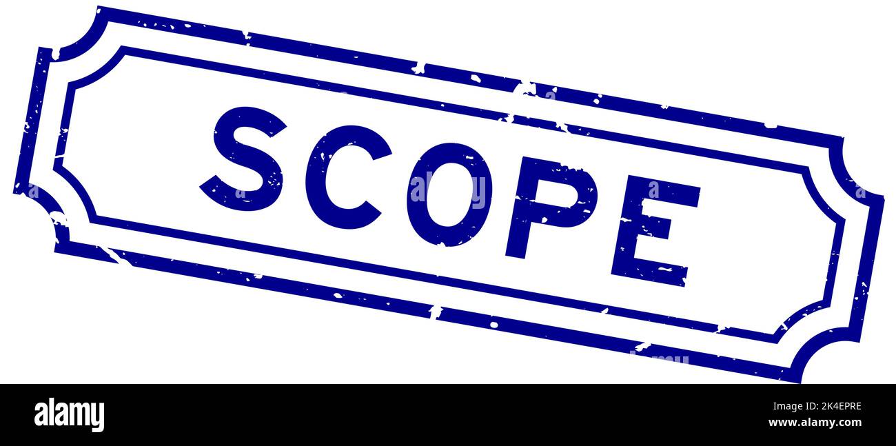 Grunge blue scope word rubber seal stamp on white background Stock ...