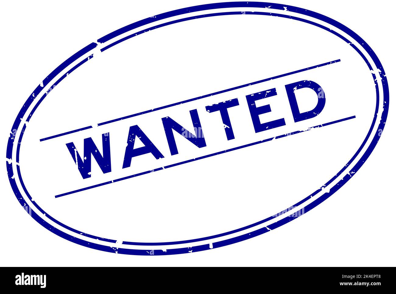 Grunge blue wanted word oval rubber seal stamp on white background ...