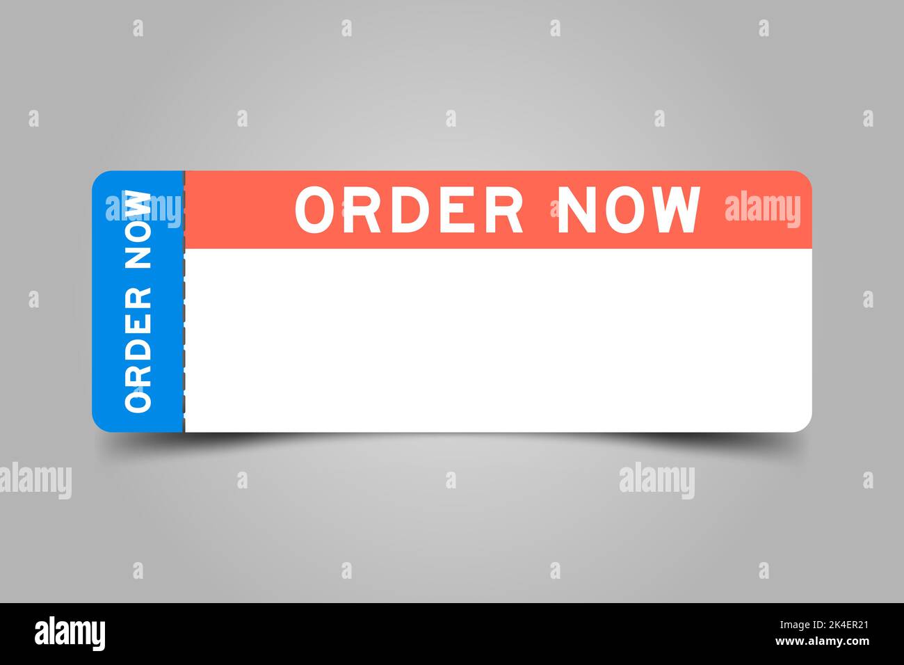 Blue and orange color ticket with word order now and white copy space ...