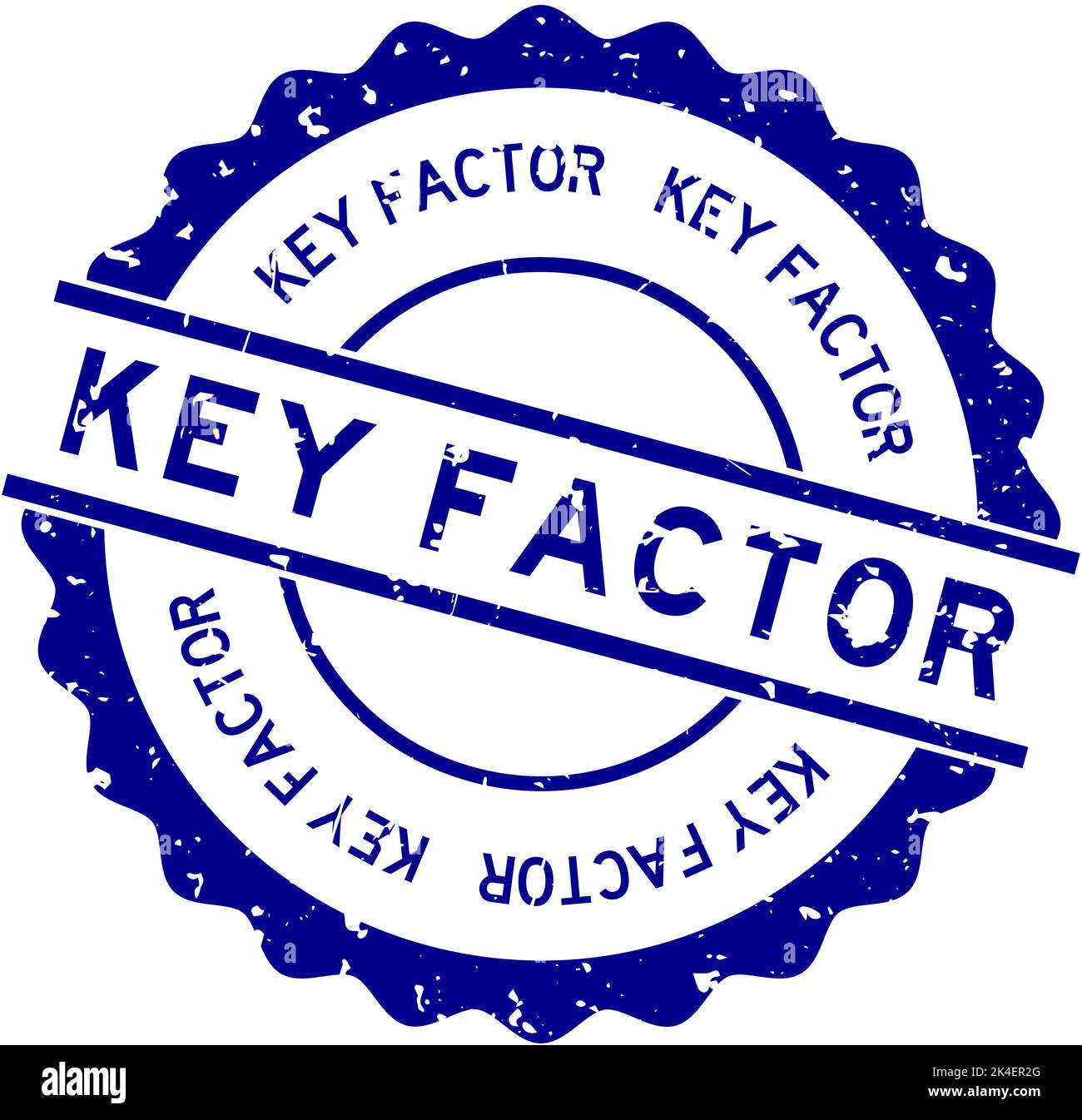 Grunge Blue Key Factor Word Round Rubber Seal Stamp On White Background