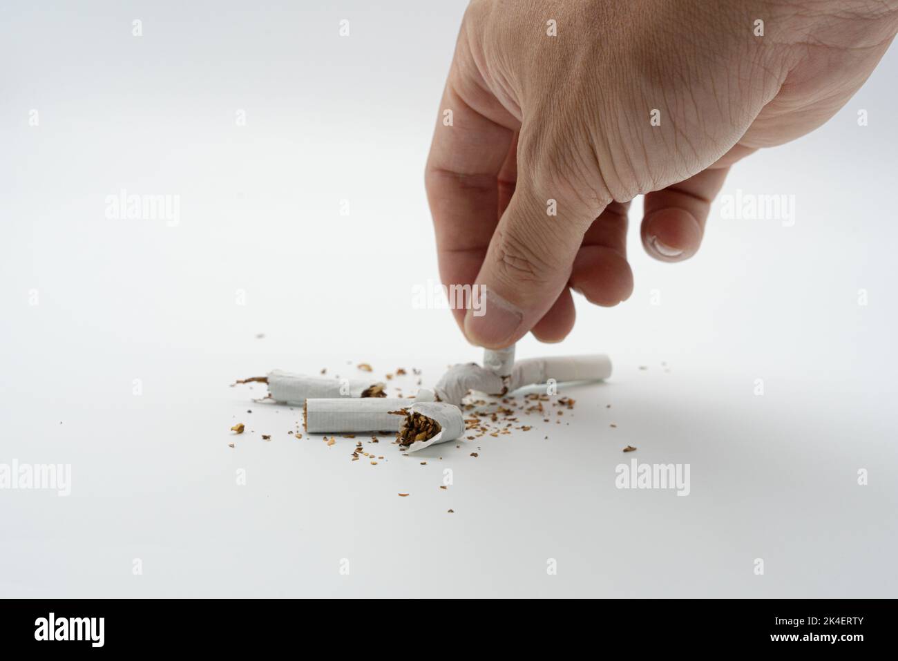 No smoking concept with cigarette and human hand Stock Photo - Alamy