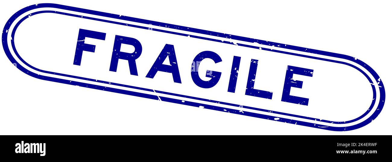Grunge blue fragile word rubber seal stamp on white background Stock ...