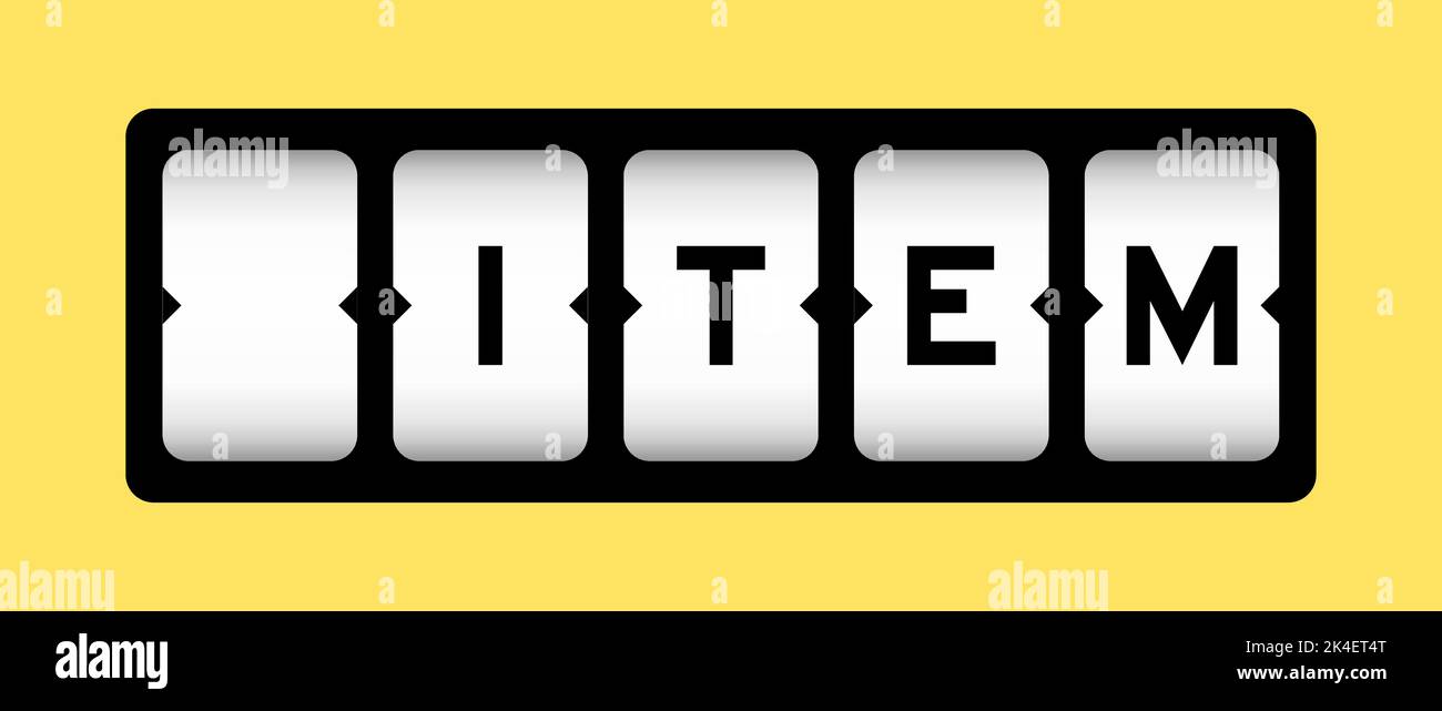 Black color in word item on slot banner with yellow color background ...