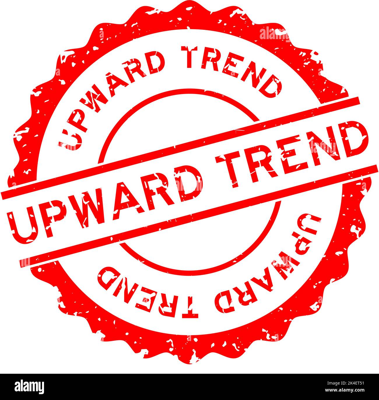 Grunge red upward trend word round rubber seal stamp on white ...