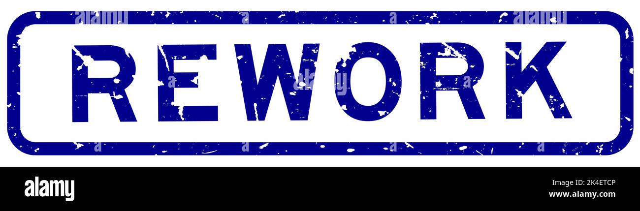 Grunge blue rework word square rubber seal stamp on white background Stock Vector Image & Art ...