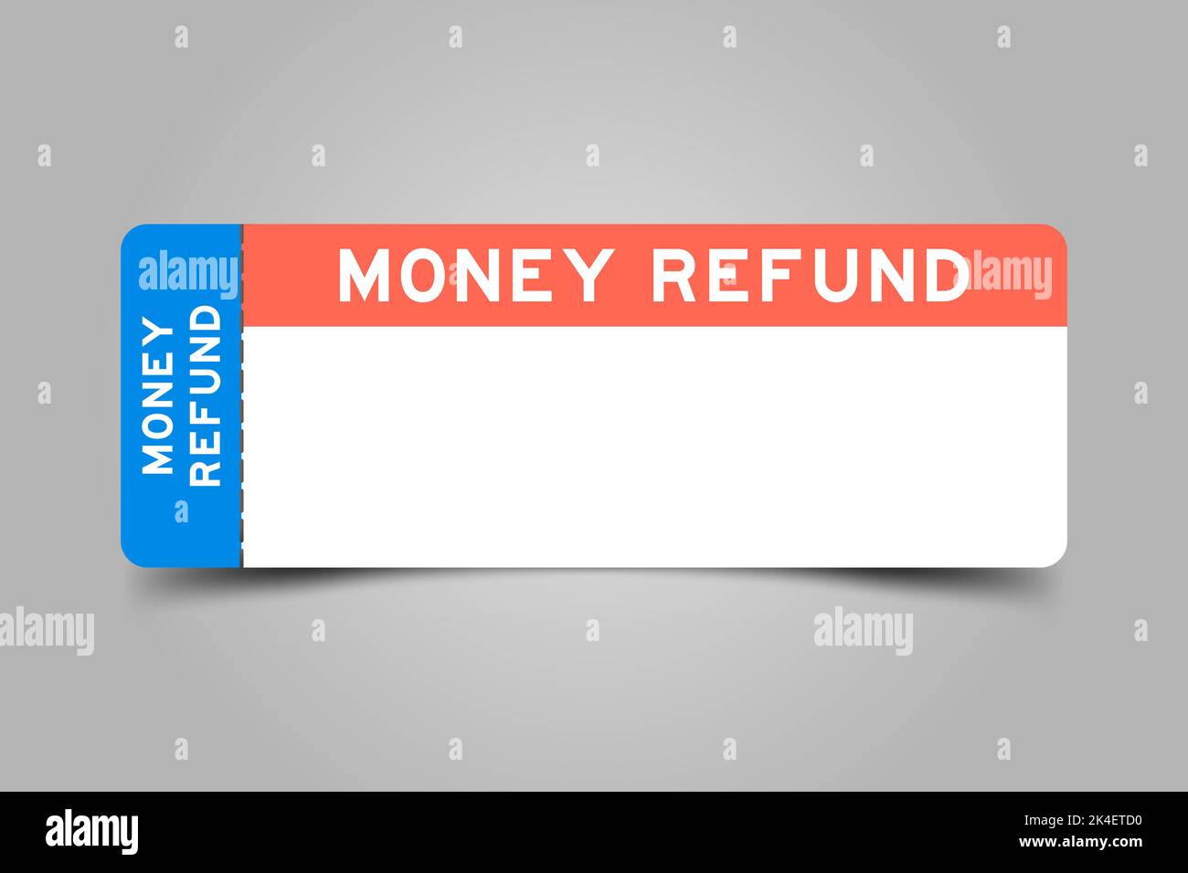 Blue and orange color ticket with word money refund and white copy ...