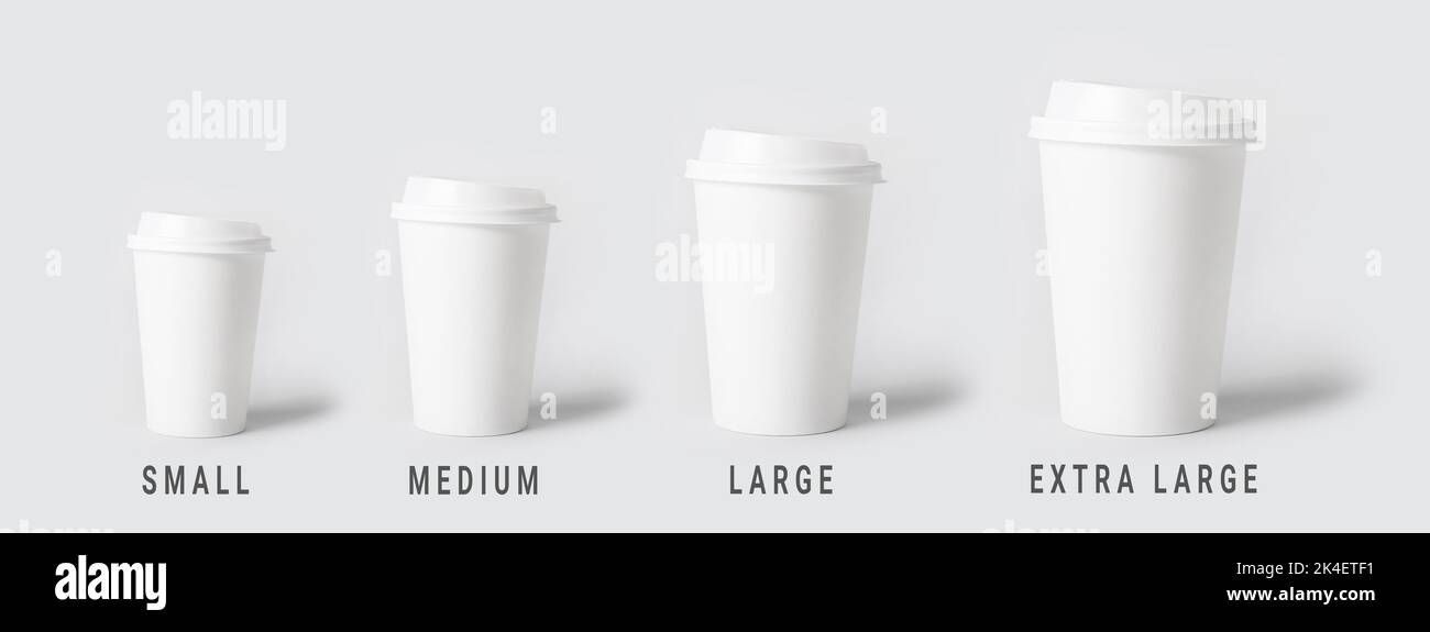 Different sized takeaway coffee cups on light background Stock Photo ...