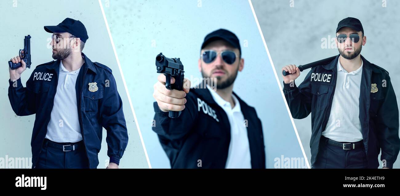 Police collage hi-res stock photography and images - Alamy