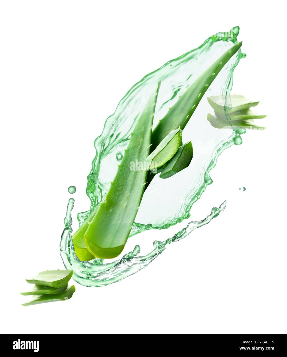 Fresh aloe vera leaves with splash of water on white background Stock ...