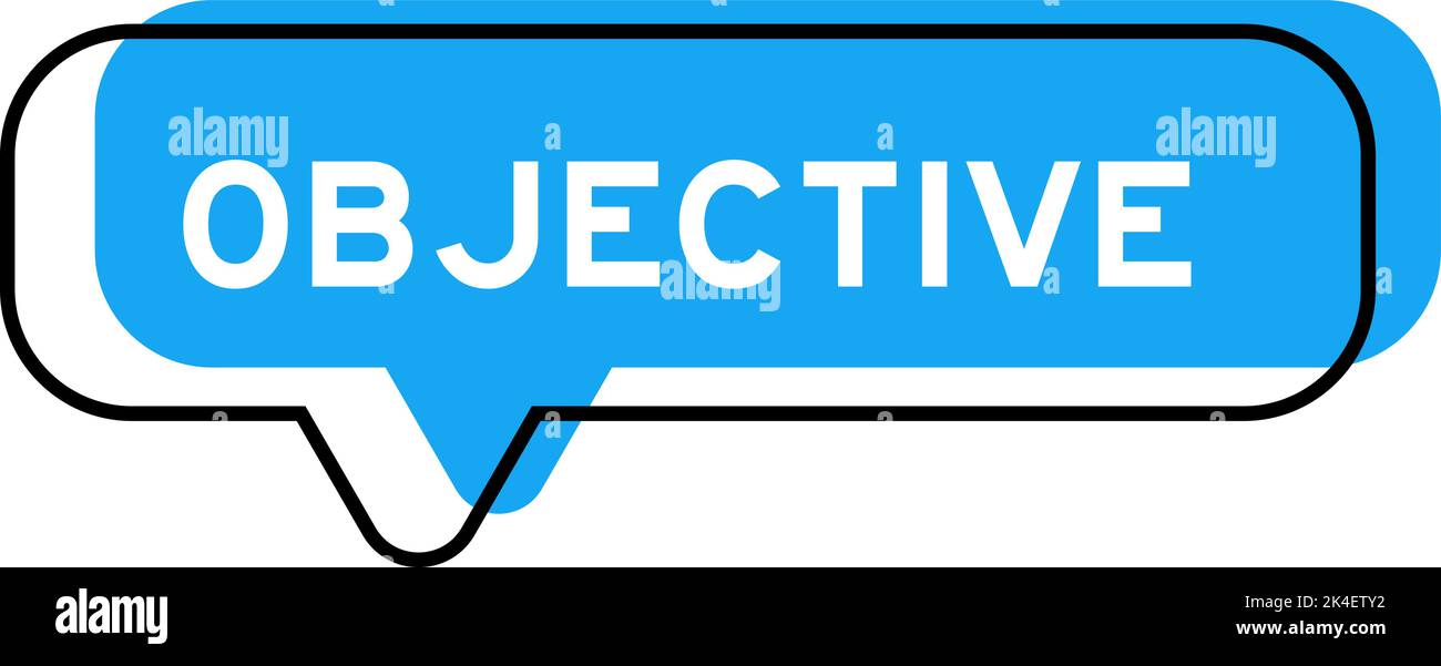 Speech banner and blue shade with word objective on white background ...