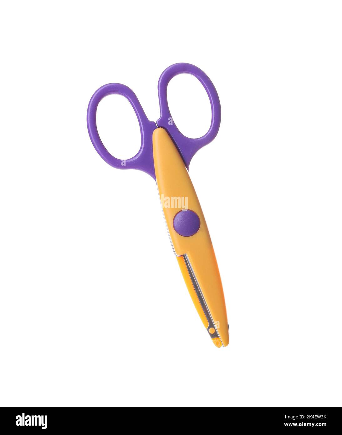 Plastic scissors on white background Stock Photo - Alamy