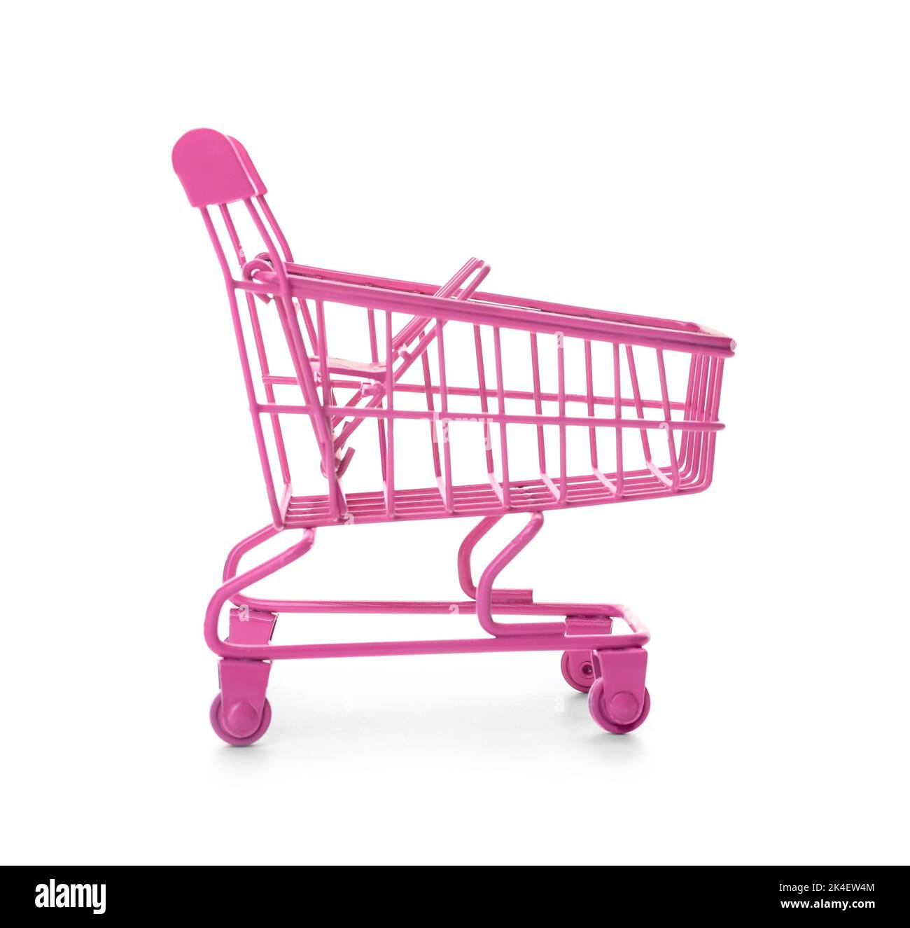 Empty pink shopping cart on white background Stock Photo - Alamy