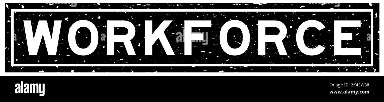 Grunge black workforce word square rubber seal stamp on white ...