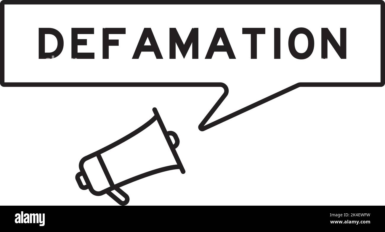 Megaphone icon with speech bubble in word defamation on white ...