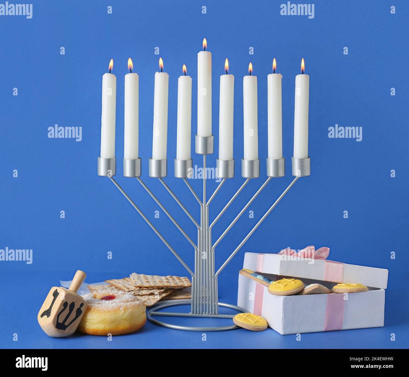 Menorah dreidel tasty donut hi-res stock photography and images - Alamy