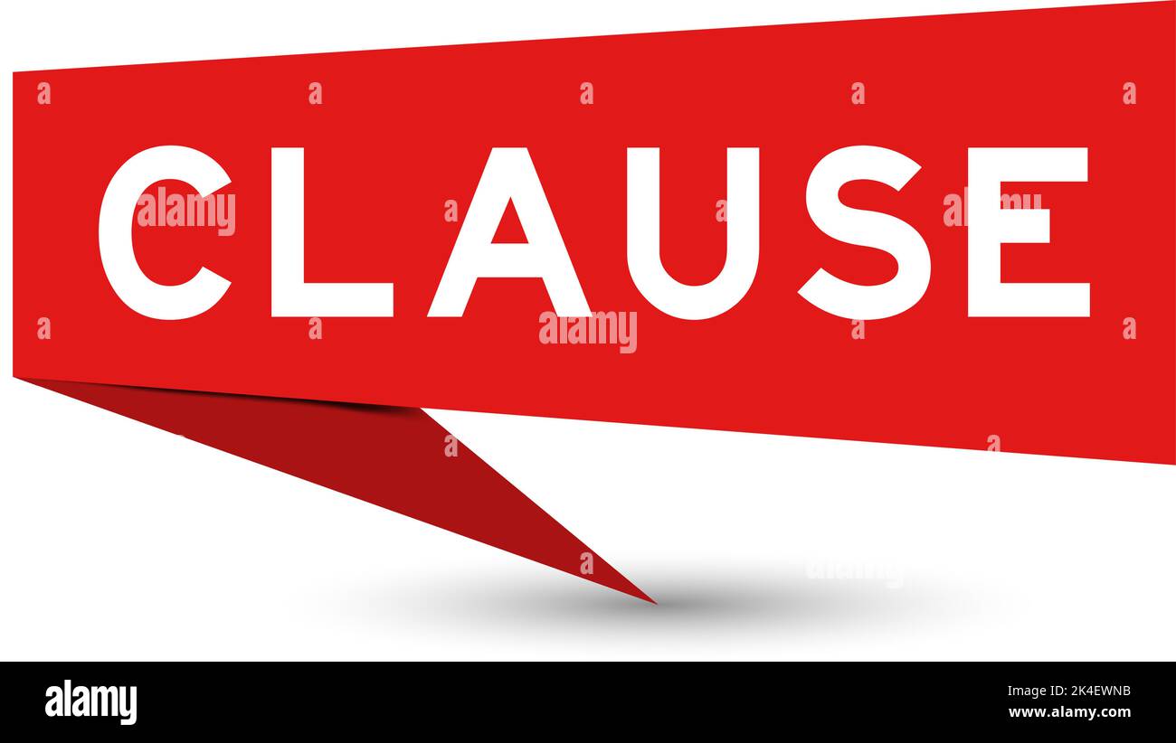 Red color speech banner with word clause on white background Stock ...
