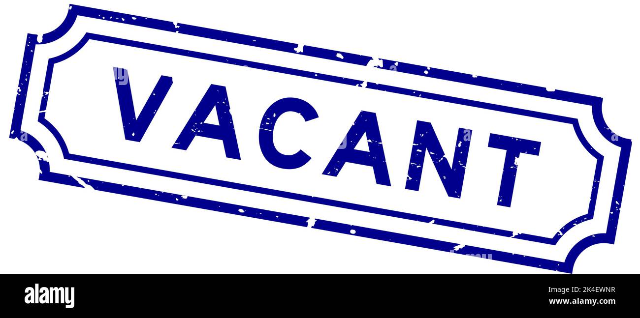 Grunge blue vacant word rubber seal stamp on white background Stock ...