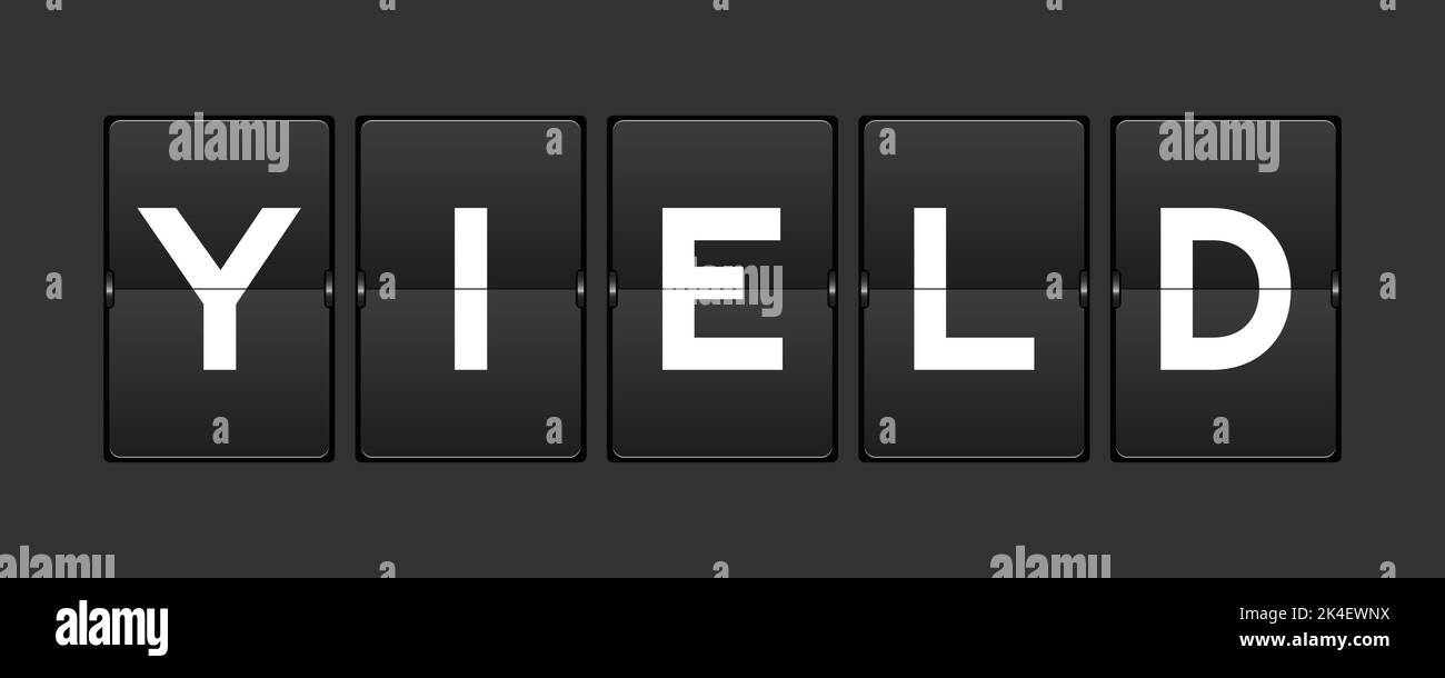 Black color analog flip board with word yield on gray background Stock ...