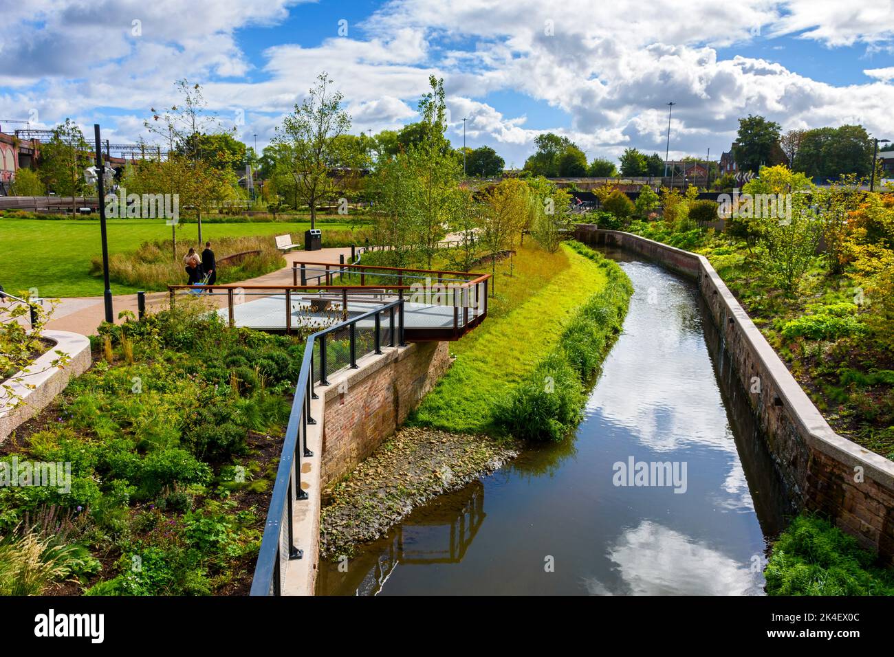 Mayfield Park, based around the river Medlock, Manchester, England, UK ...