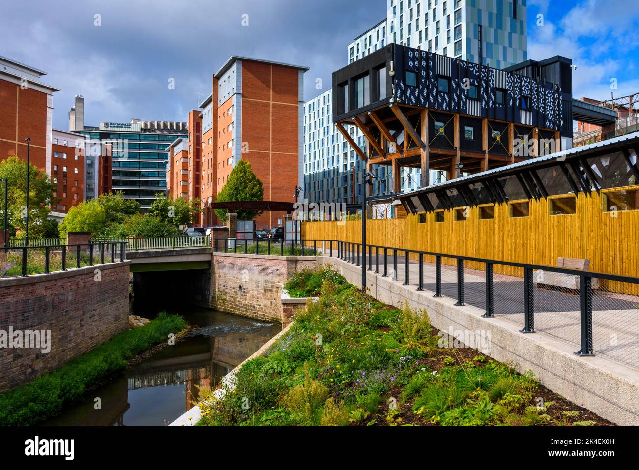 Mayfield Park, based around the river Medlock, Manchester, England, UK ...