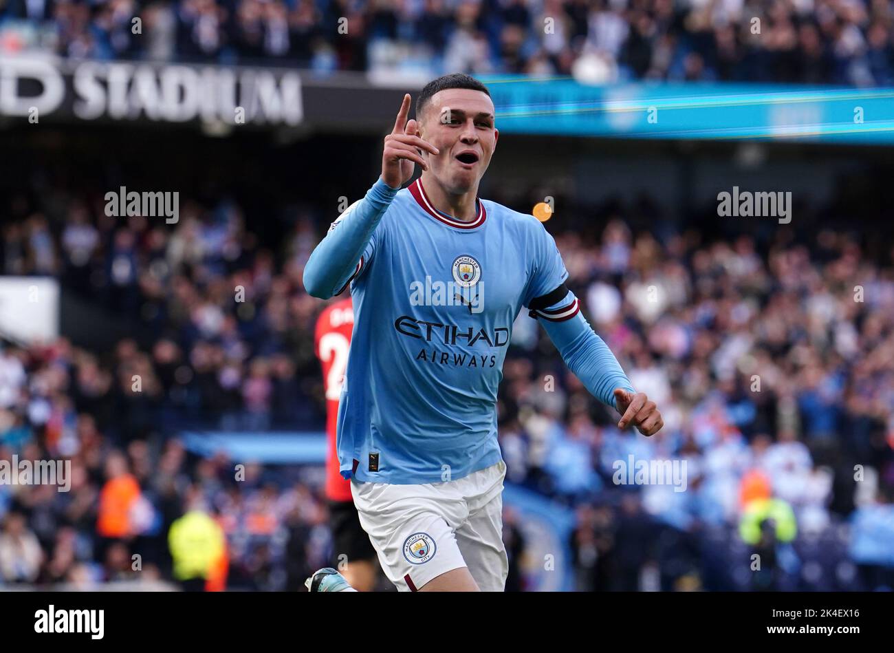 Manchester City's Phil Foden celebrates scoring their side's fourth ...