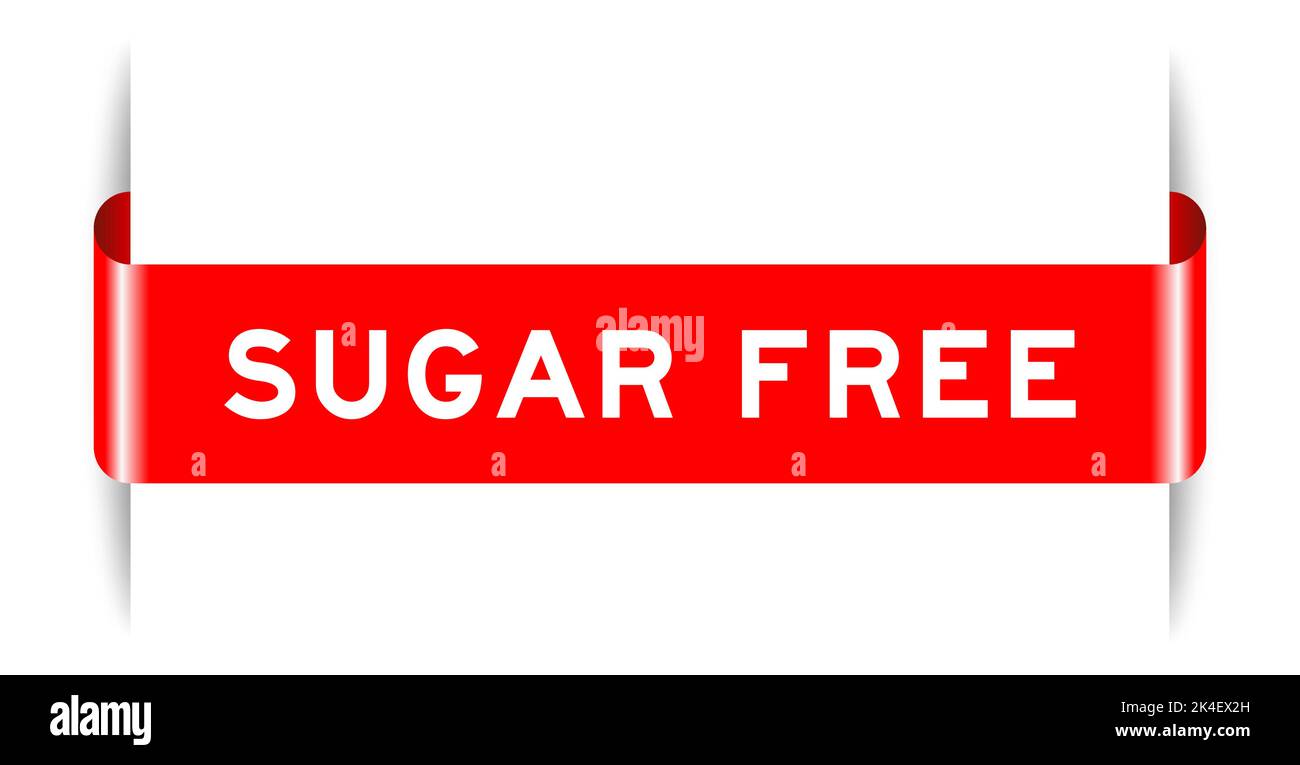 Red color inserted label banner with word sugar free on white ...