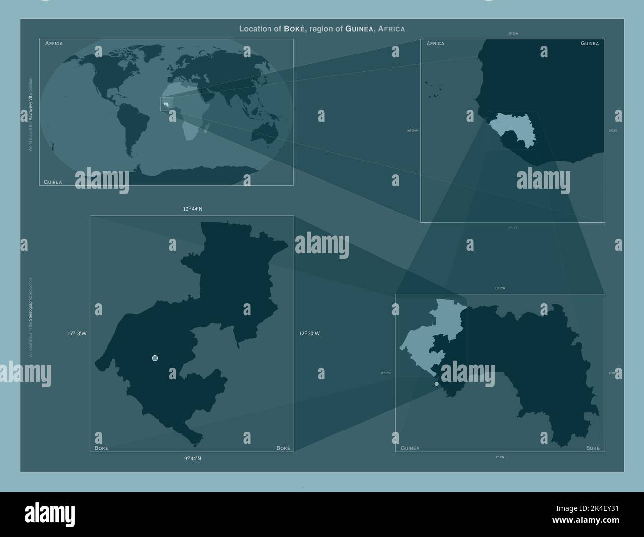 Boke, region of Guinea. Diagram showing the location of the region on ...