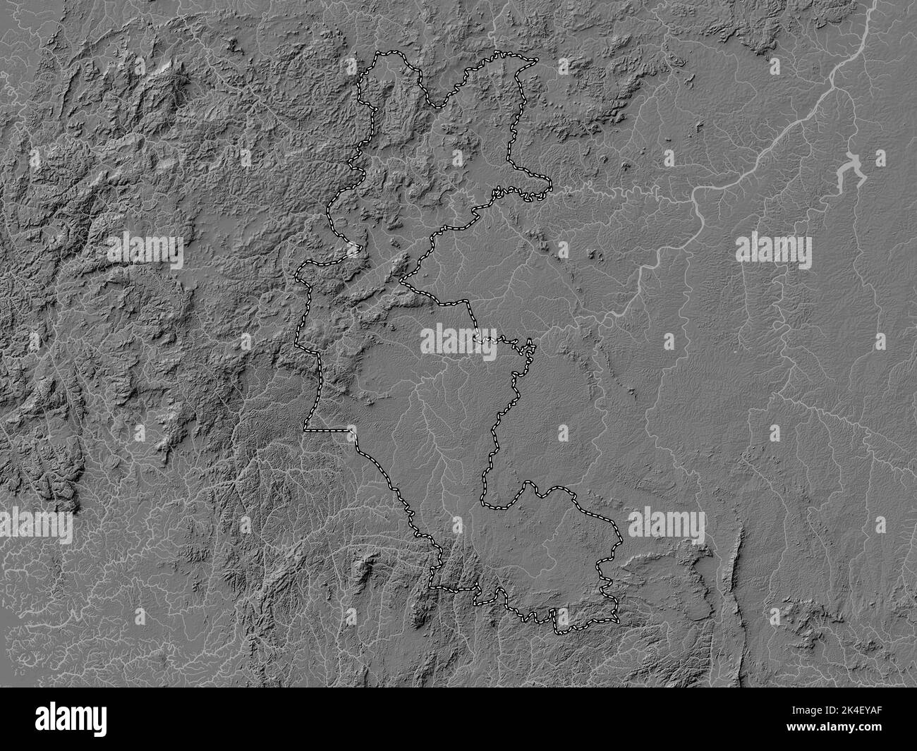 Faranah, region of Guinea. Bilevel elevation map with lakes and rivers ...