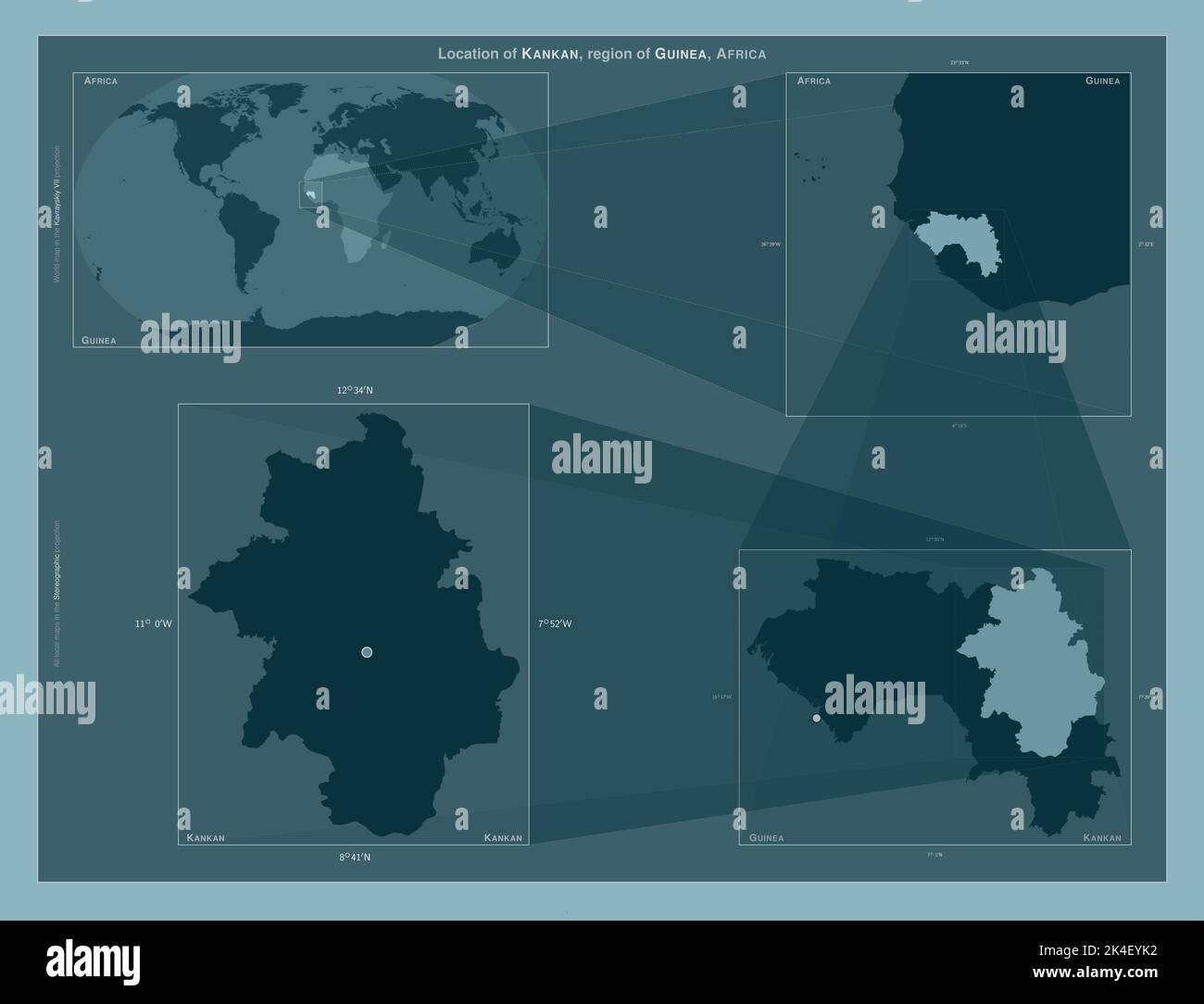 Kankan, region of Guinea. Diagram showing the location of the region on ...