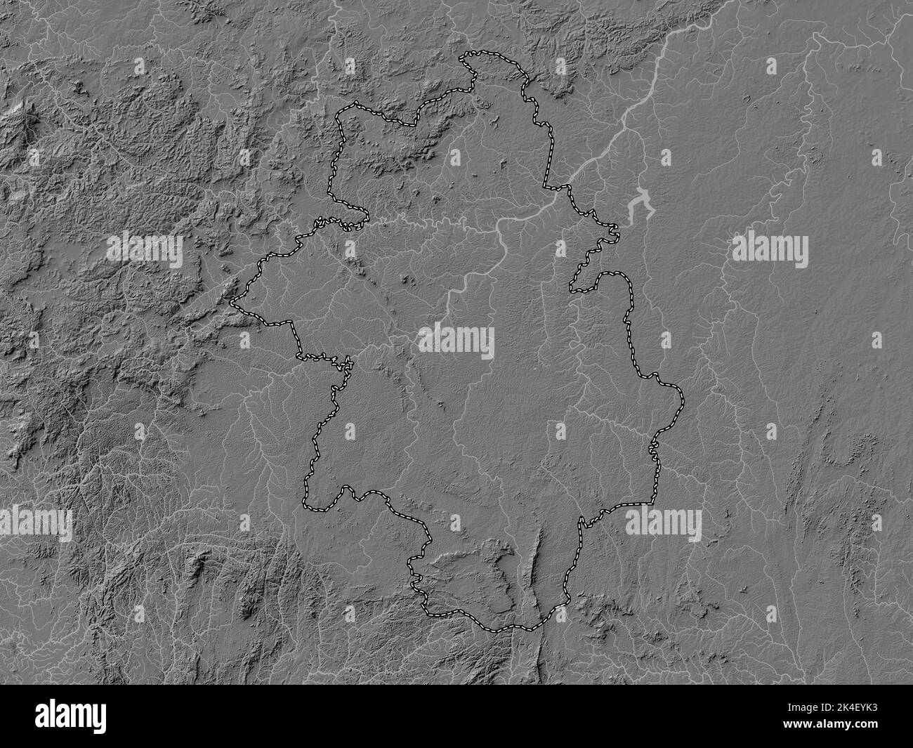 Kankan, region of Guinea. Bilevel elevation map with lakes and rivers ...