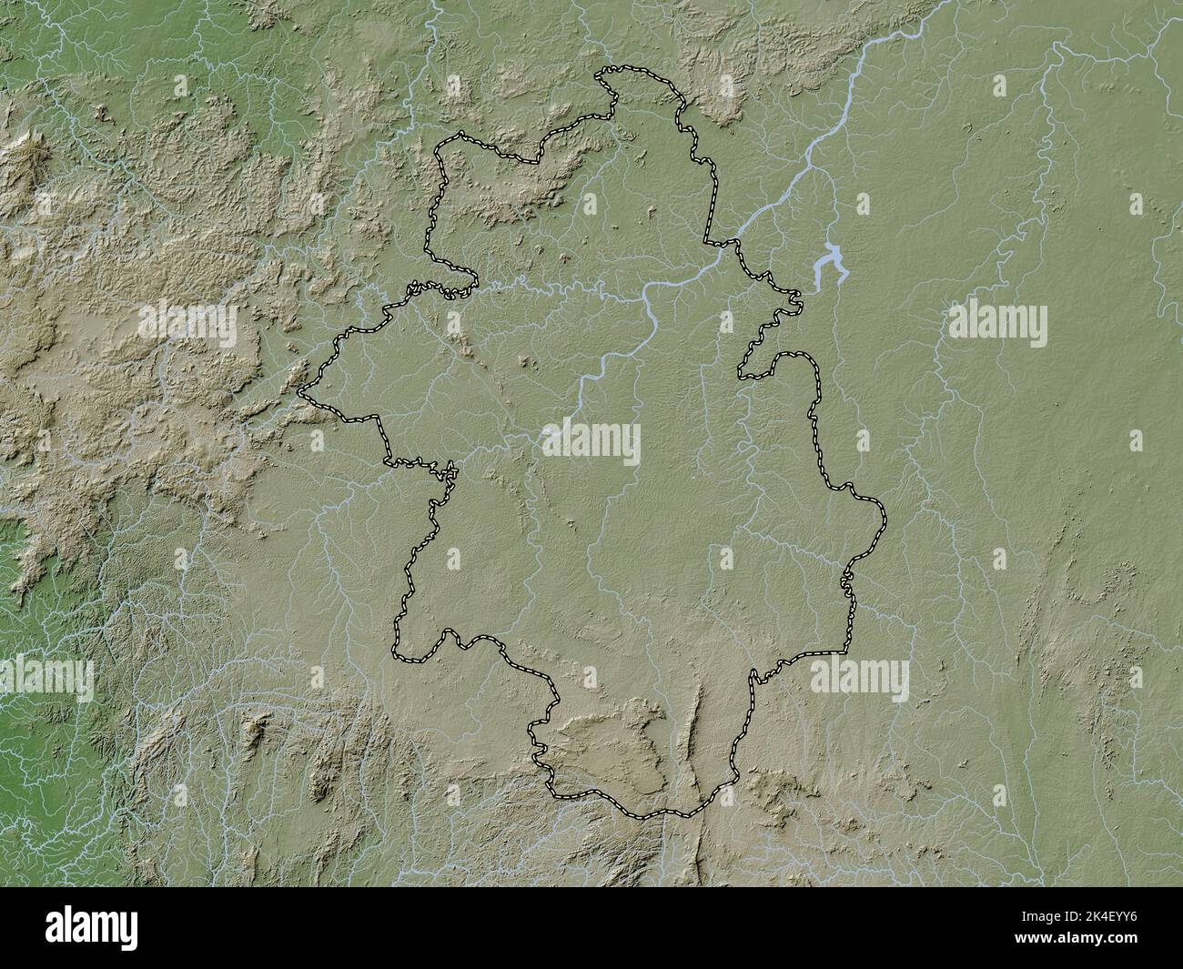 Kankan, region of Guinea. Elevation map colored in wiki style with lakes and rivers Stock Photo ...