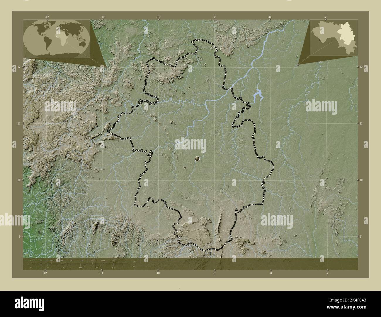 Kankan, region of Guinea. Elevation map colored in wiki style with ...