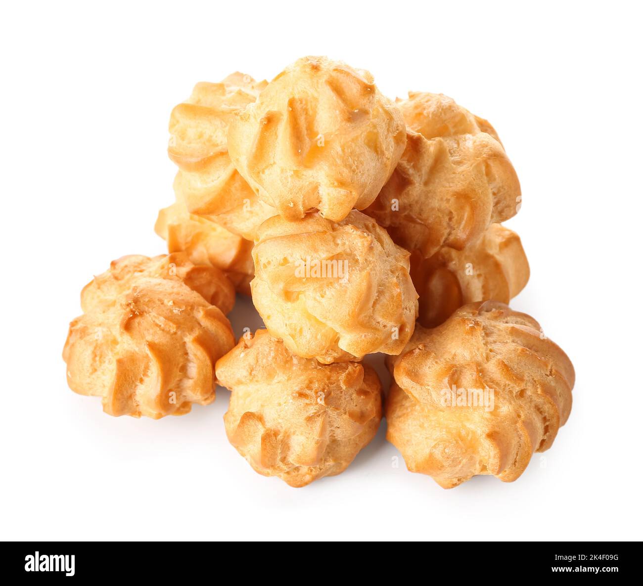 Tasty round eclairs on white background Stock Photo - Alamy