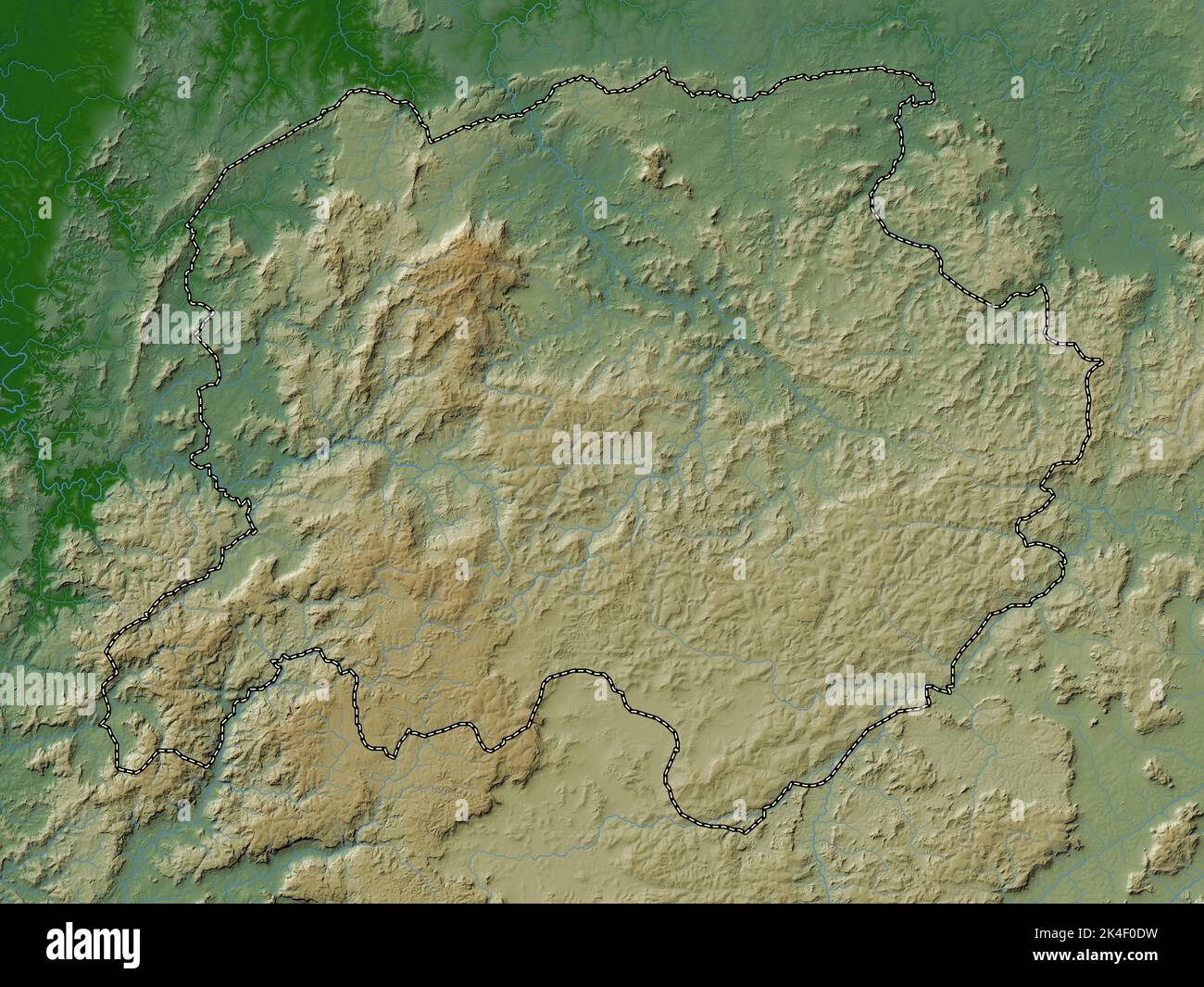 Labe, region of Guinea. Colored elevation map with lakes and rivers ...