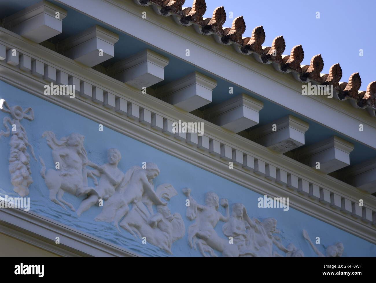 Scenic exterior view of the Neoclassical style Dryades mansion a ...