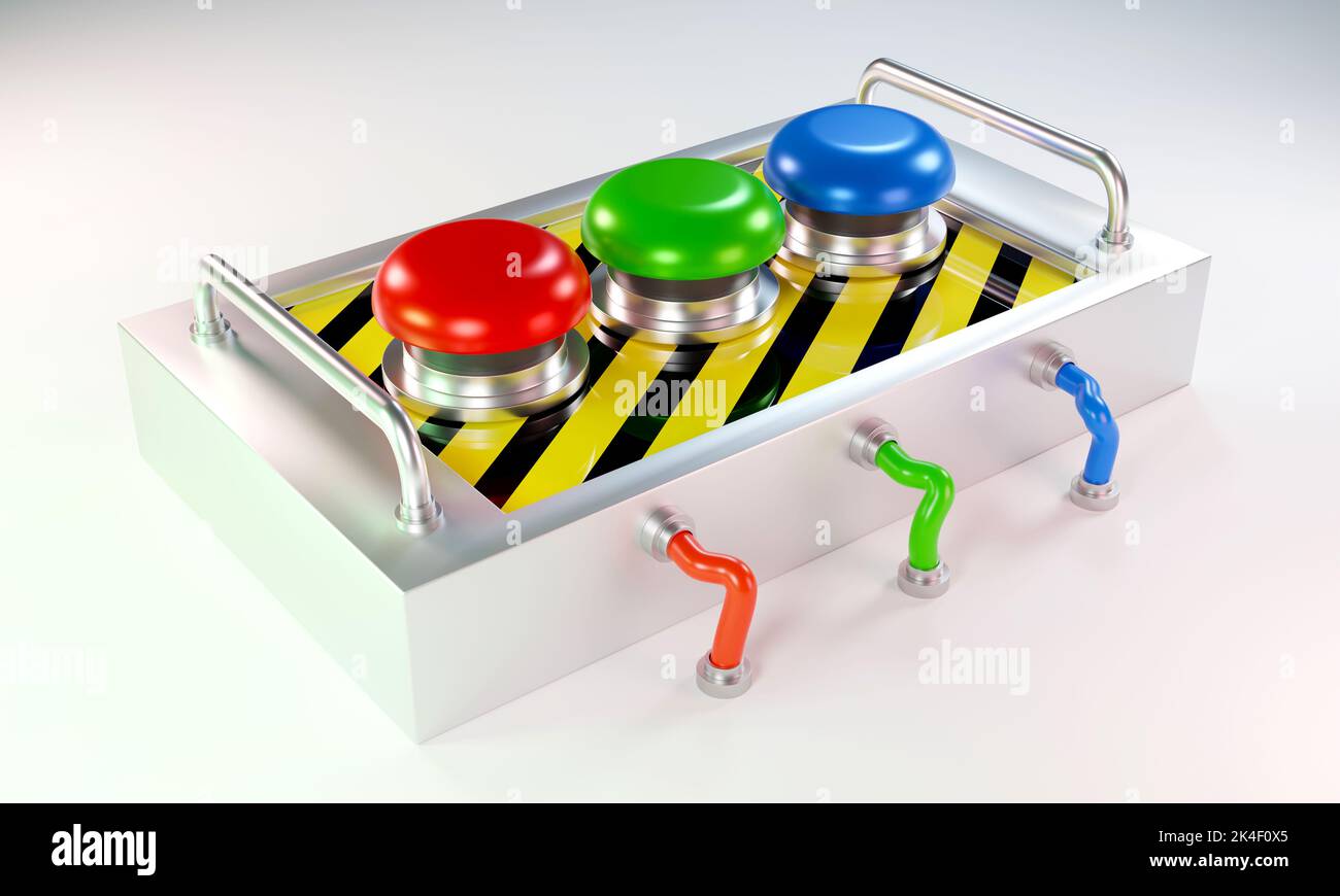 Panic button device isolated on white background. 3D Rendering Stock ...
