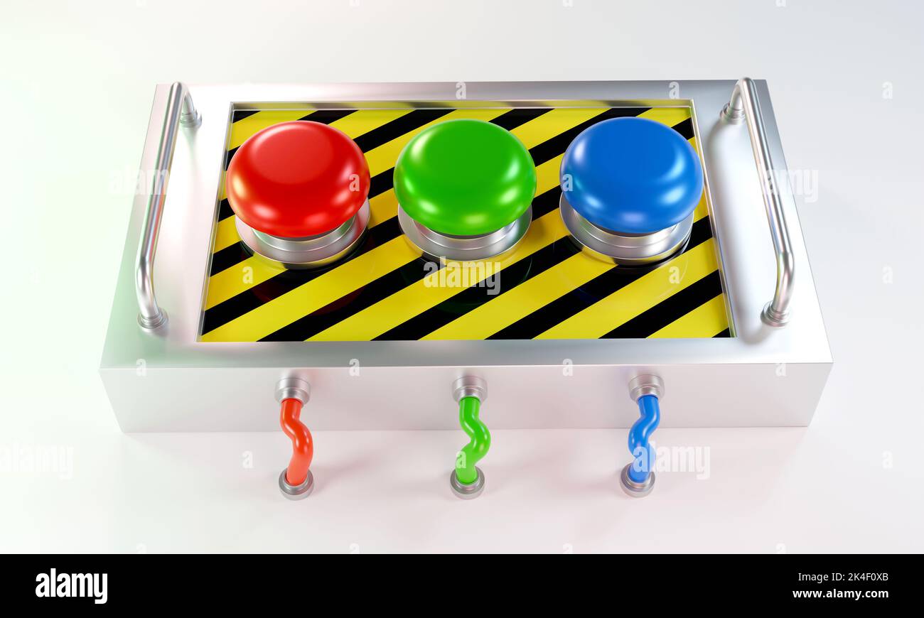 Panic button device isolated on white background. 3D Rendering Stock ...