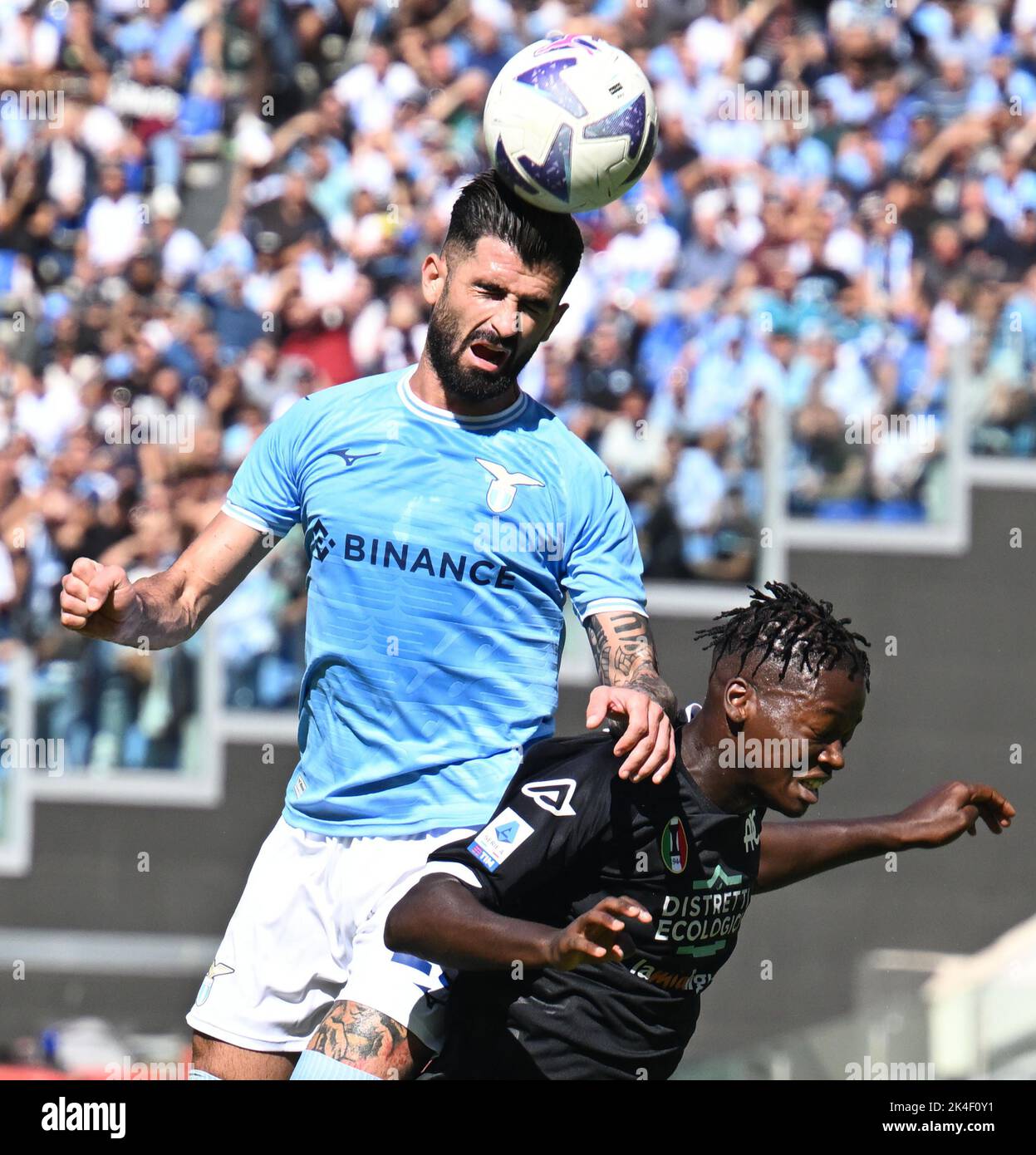 October 2, 2022, Rome: LazioÃ s Elseid Hysaj (L) and SpeziaÃ s Aurelien ...
